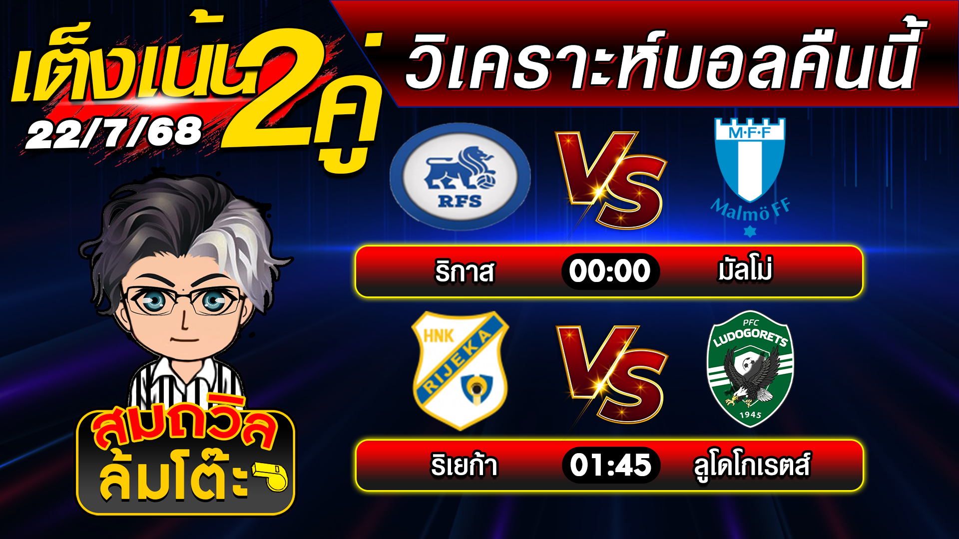 ทีเด็ดบอลวันนี้ ยูฟ่าแชมเปี้ยนส์ลีก (นัดแรก) วันที่ 22 กรกฎาคม 68 ...